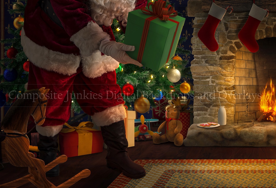 Santa Claus Christmas Digital Background Backdrop for - Etsy
