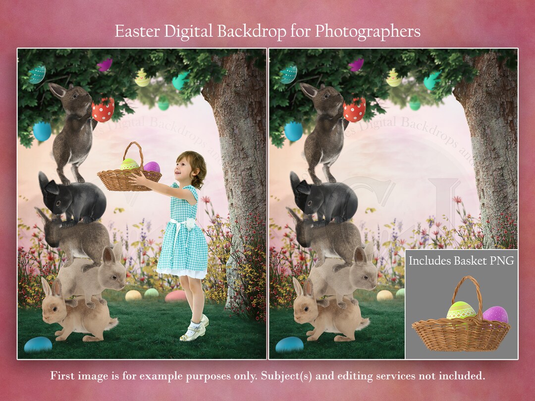 Easter Bunny Digital Background, Easter Egg Digital Backdrop, Digital ...