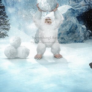 Yeti Digital Background | Eddie the Yeti Digital Backdrop | Winter Digital Backdrop | Snowball ...