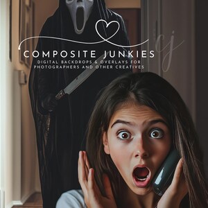 Psycho Selfie Halloween Digital Backdrop | Horror-themed Photography ...