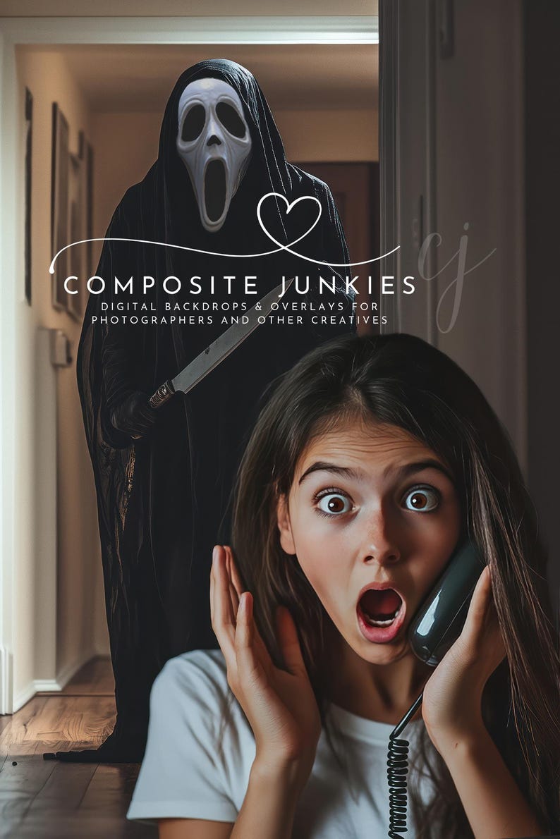 Psycho Selfie Halloween Digital Backdrop | Horror-themed Photography ...