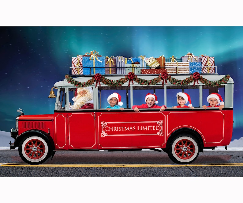 Christmas Bus Christmas Digital Backdrop Holiday Car - Etsy