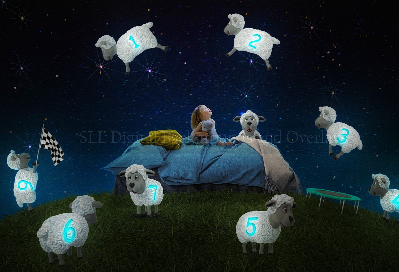 Counting Sheep Digital Background Composite Image - Etsy