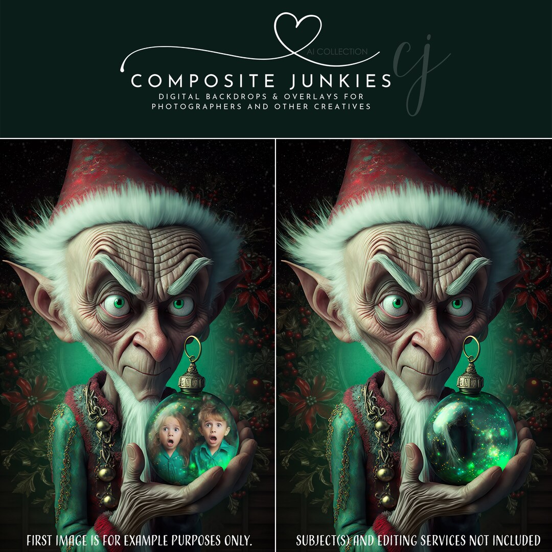 Photoshop Mischievous Christmas Elf Digital Backdrop, Holiday Photo ...