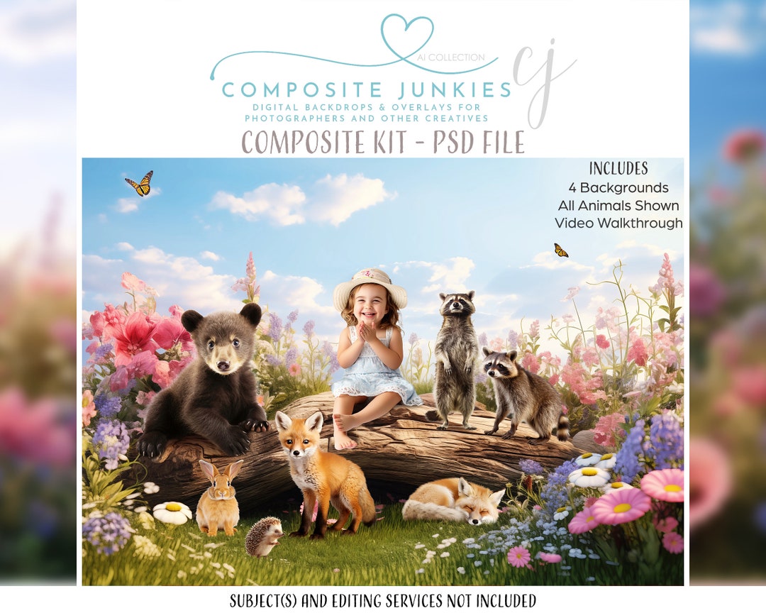 Photoshop Layered Spring Animal Digital Composite Kit ...