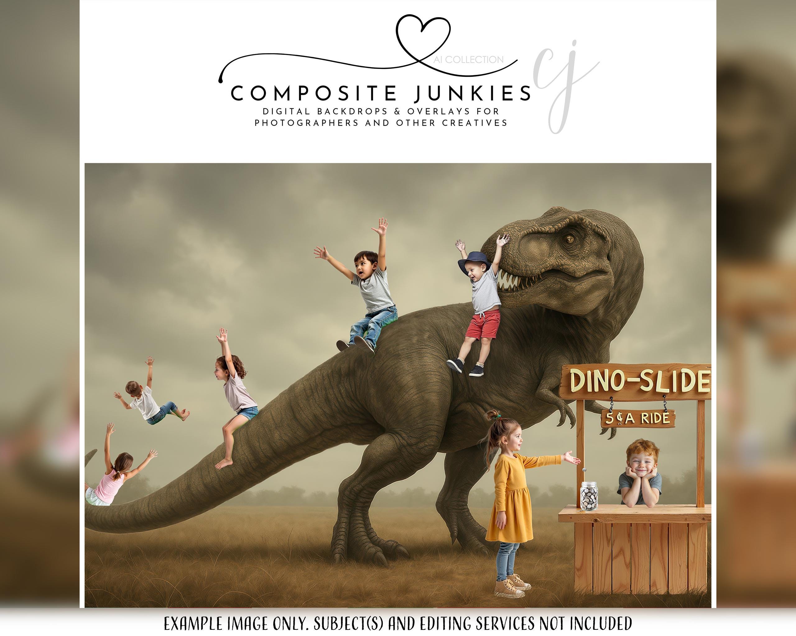 T-rex Dino Slide Ride Digital Backdrop – Fun Kids Composite Background ...