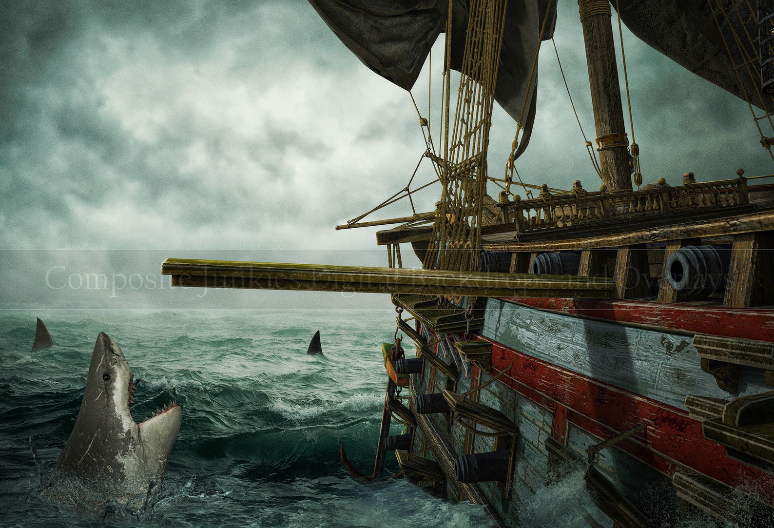 Pirate Ship Walking the Plank Digital Backdrop for Composite Photos ...