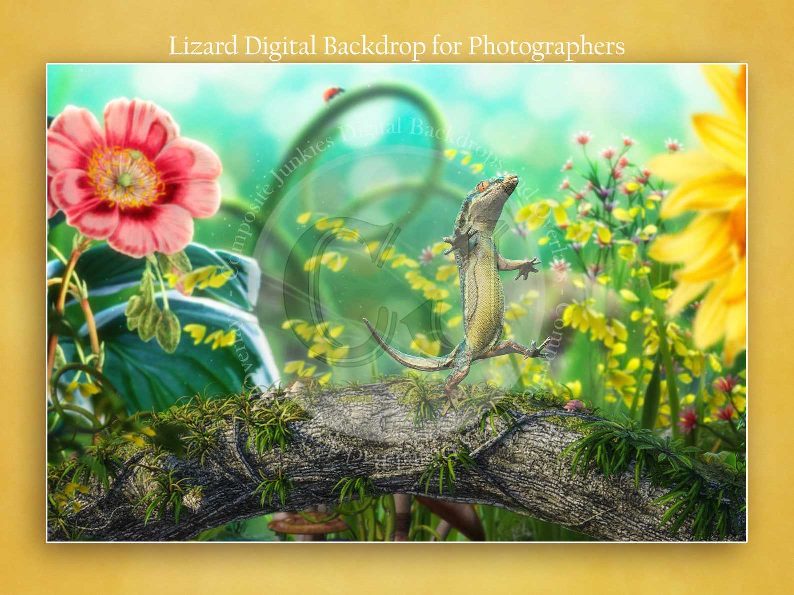 Lizard on Two Legs Digital Background | Lizard Digital Backdrop ...