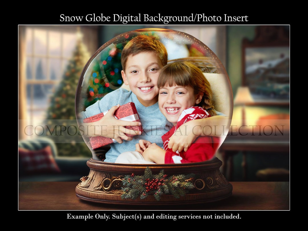 Christmas Snow Globe Digital Background, Holiday Snow Globe Digital ...
