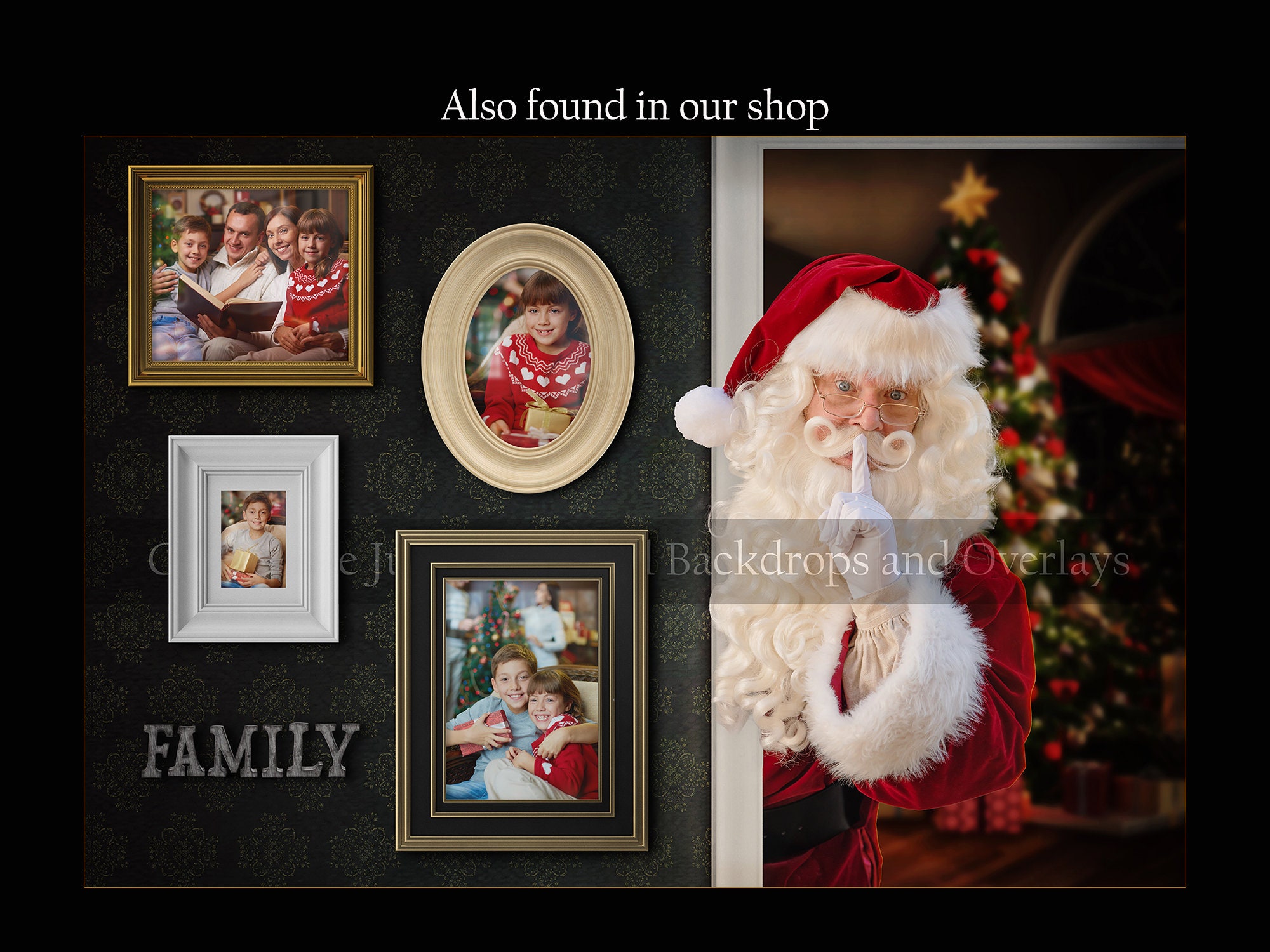 Santa Claus Digital Backdrop, Santa's Workshop, Christmas Digital ...