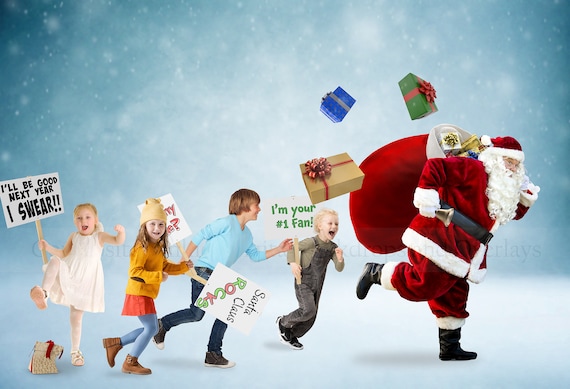 Chasing Santa Digital Background Backdrop for Photographers | Etsy