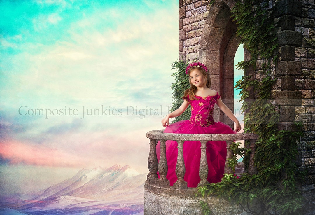 Castle Balcony Digital Backdrop - Princess Themed Digital Backdrops ...