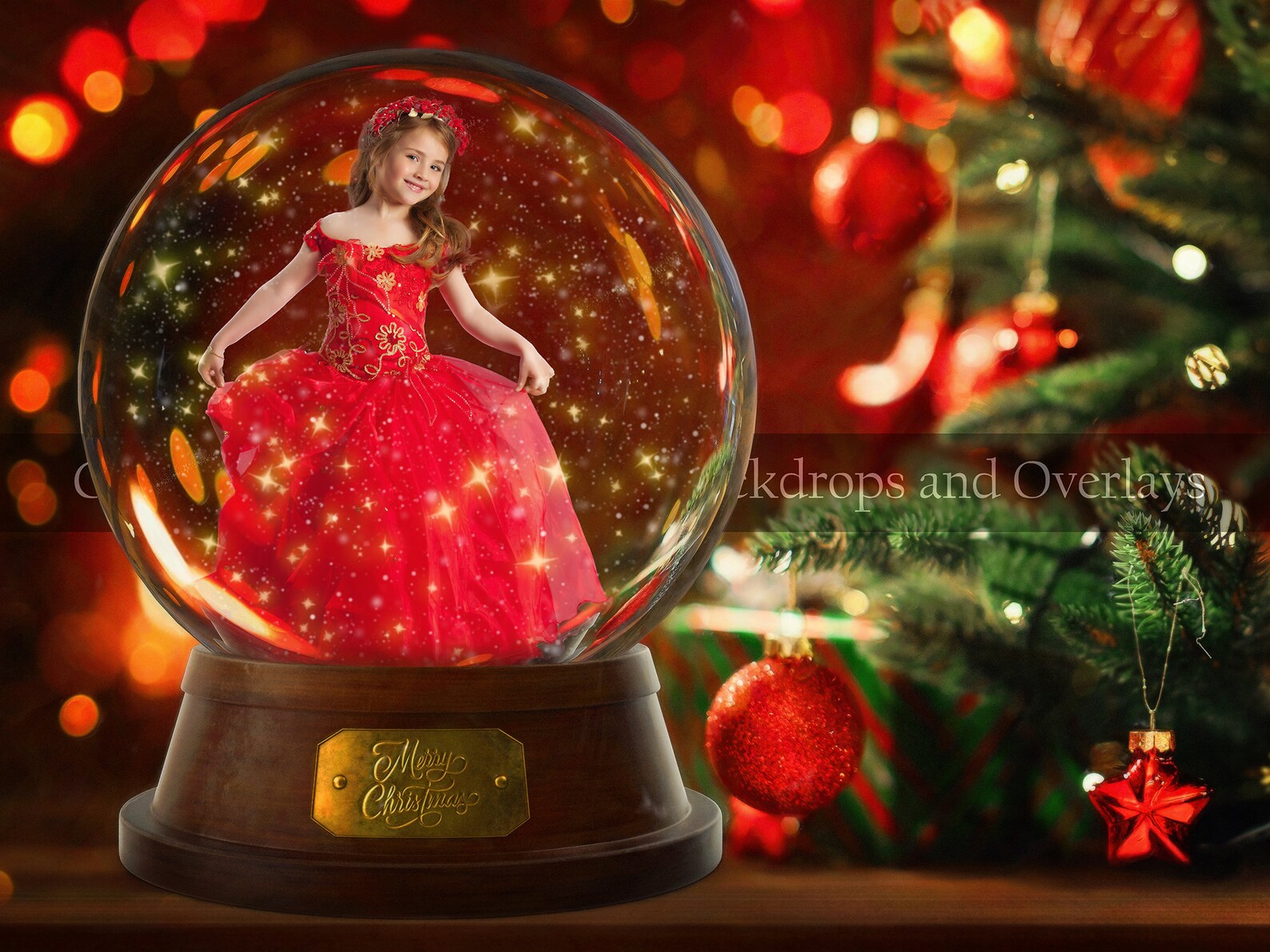 Christmas Snow Globe Digital Backdrop Background for - Etsy
