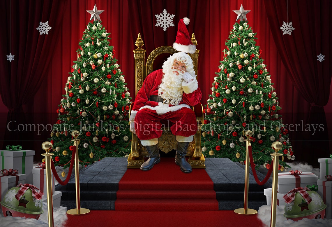 Christmas Mall Santa Digital Backdrop Background for Composite - Etsy