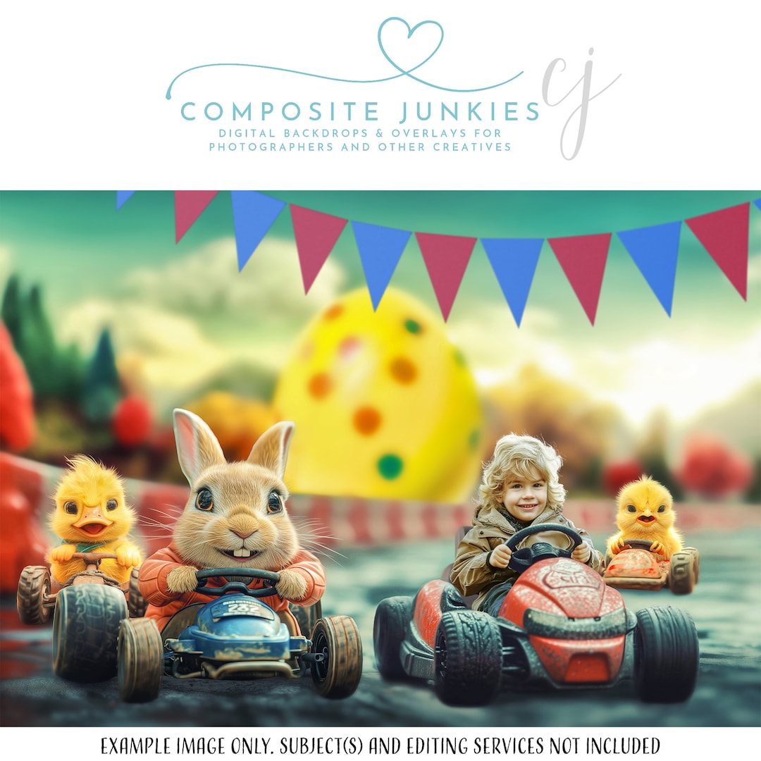 Easter Bunny Race Digital Backdrop for Composite Photography, Holiday ...
