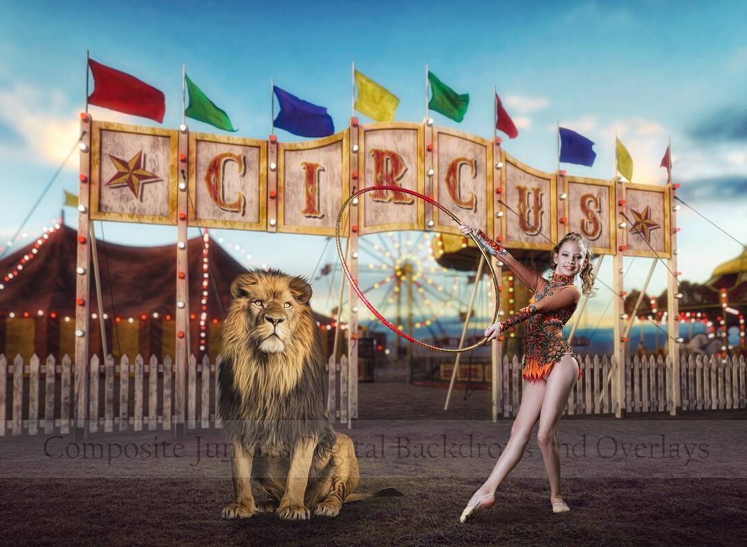Circus Scene With Lion Digital Backdrop Background for Photographers ...
