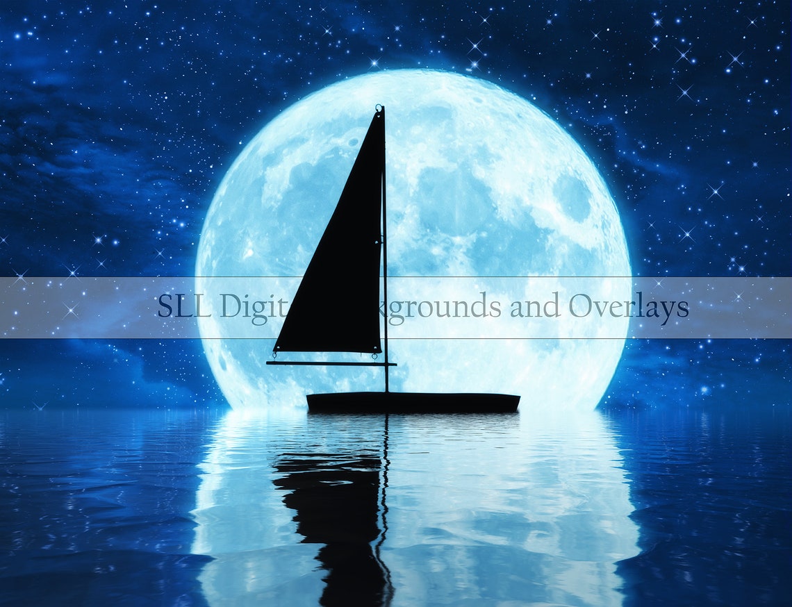 Sailboat Silhouette Digital Backdrop - Boat Digital Background {PREMIUM ...