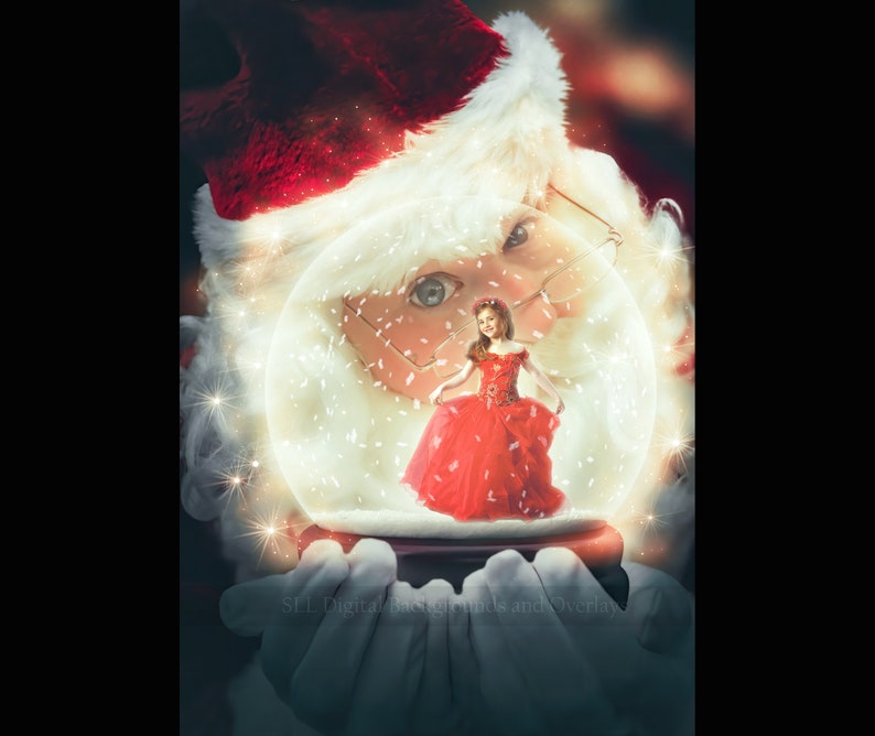 Santa Holding Snow Globe Digital Backdrop Background Etsy