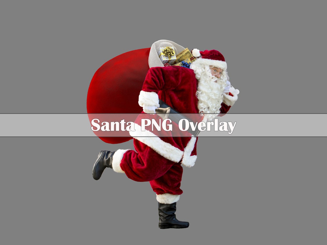 Santa Claus Overlay, Santa Running Clip Art, Santa PNG - Etsy
