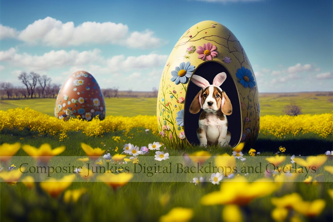 Easter Pet Portrait Digital Background for Dogs, Dog House Digital ...