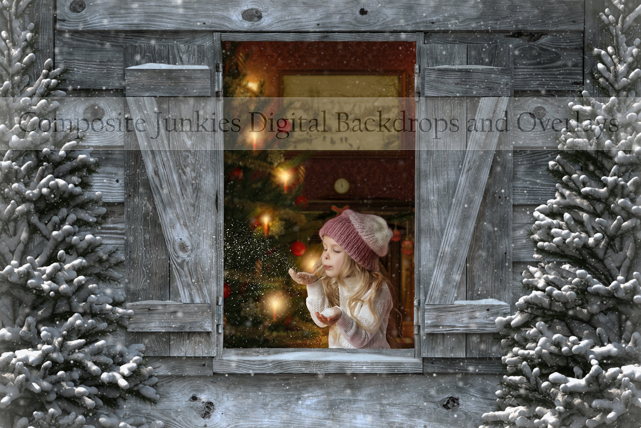 Christmas Window Digital Backdrop Window Digital Background - Etsy Canada