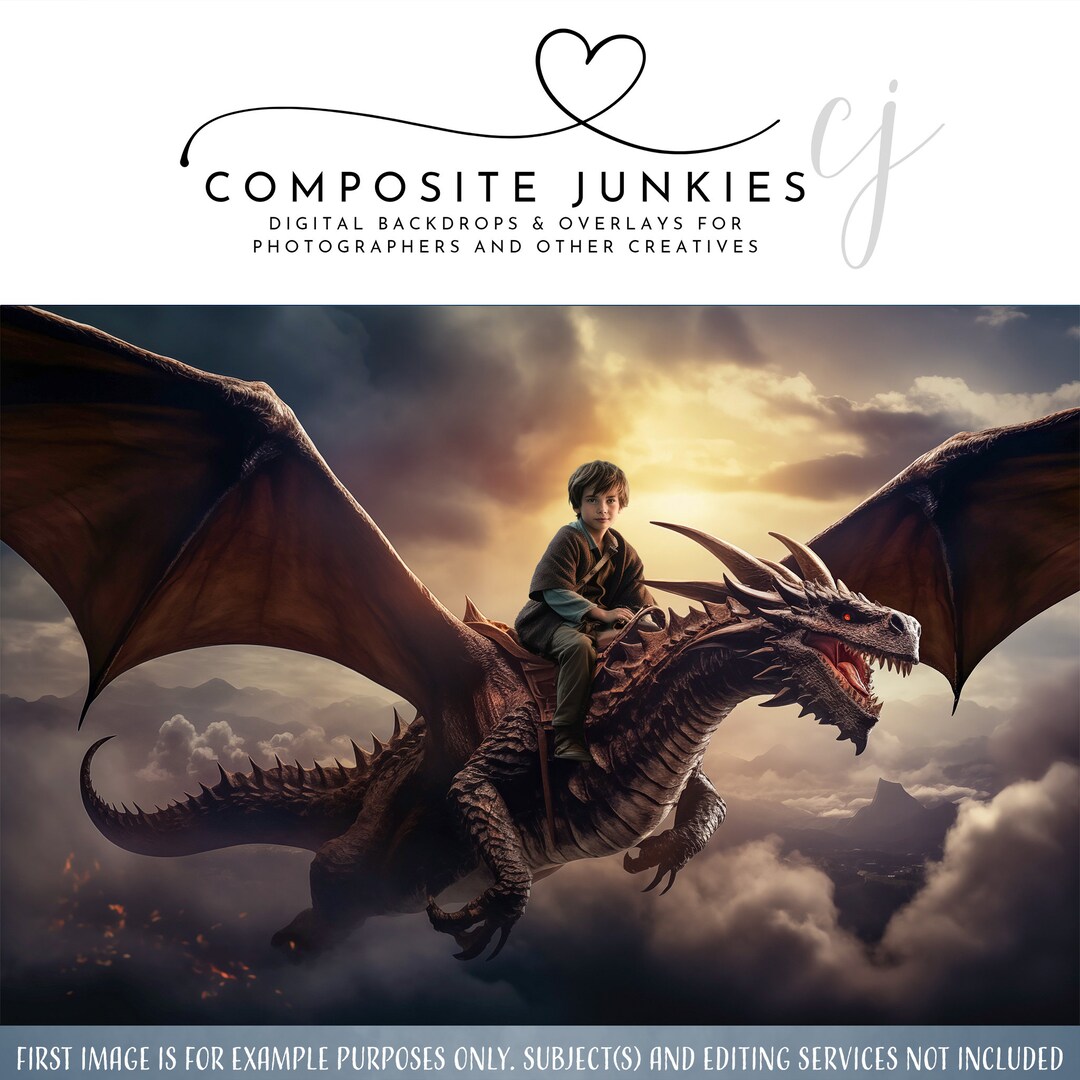 Fantasy Dragon Rider Digital Background, Mystical Beast Composite ...