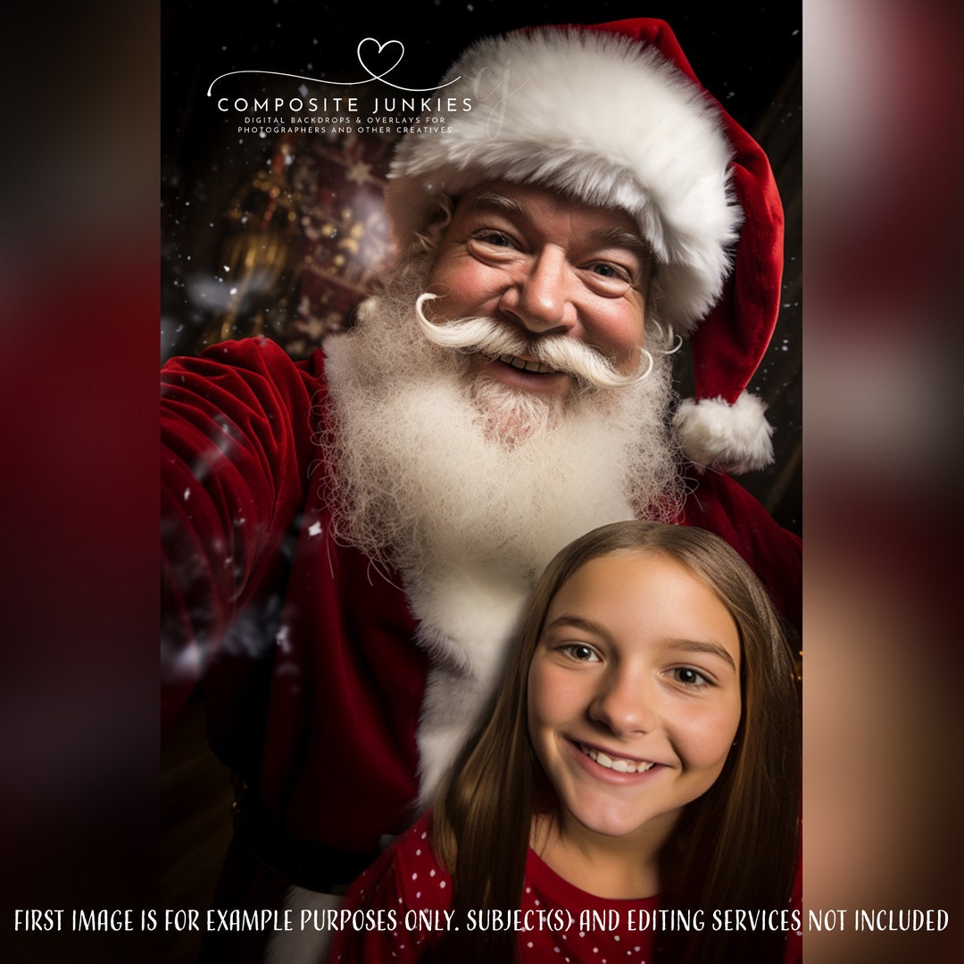 Santa Selfie Christmas Digital Background Backdrop for Composite Images ...