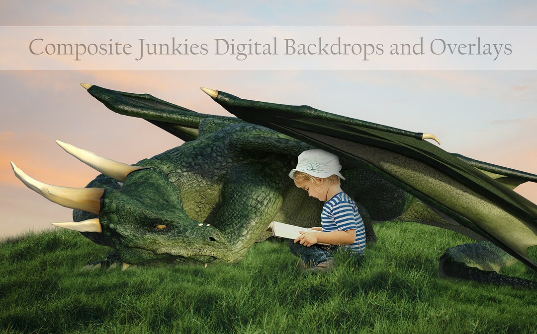 Dragon Digital Backdrop Background, Green Dragon Digital Backdrop for ...