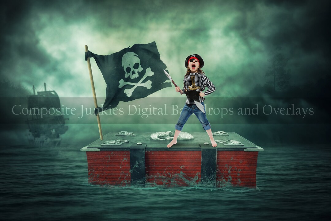 Pirate Book Ship Digital Backdrop Background for Photo Composites ...