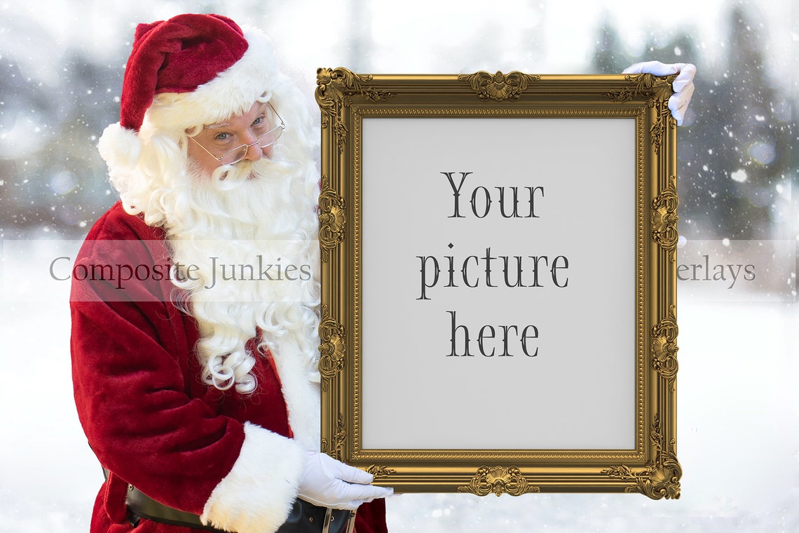 Santa Holding Frame Digital Background Christmas Digital - Etsy
