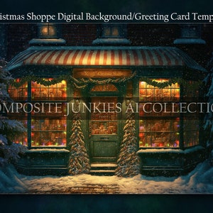Christmas Shop Digital Background, Christmas Digital Backdrop, Holiday ...