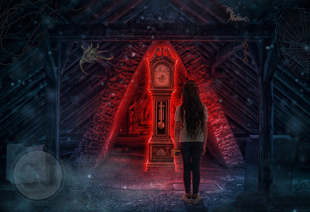 Scary Clock Glowing Digital Background Backdrop for Composite Images ...