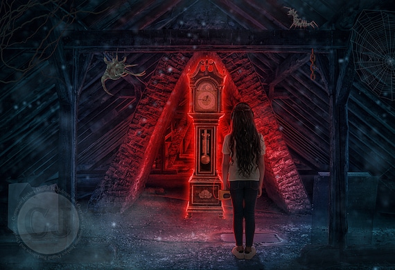 Scary Clock Glowing Digital Background Backdrop for Composite - Etsy