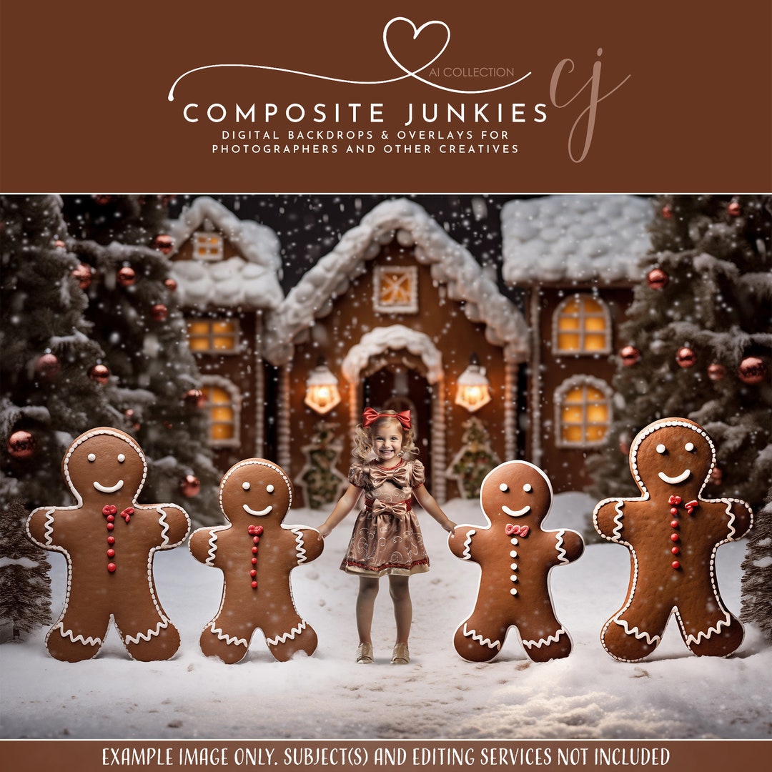 Gingerbread Man Holiday Photography Digital Backdrop for Composite ...