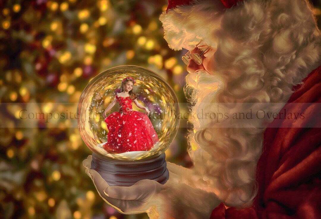 Santa Holding Snow Globe Digital Background Christmas Background
