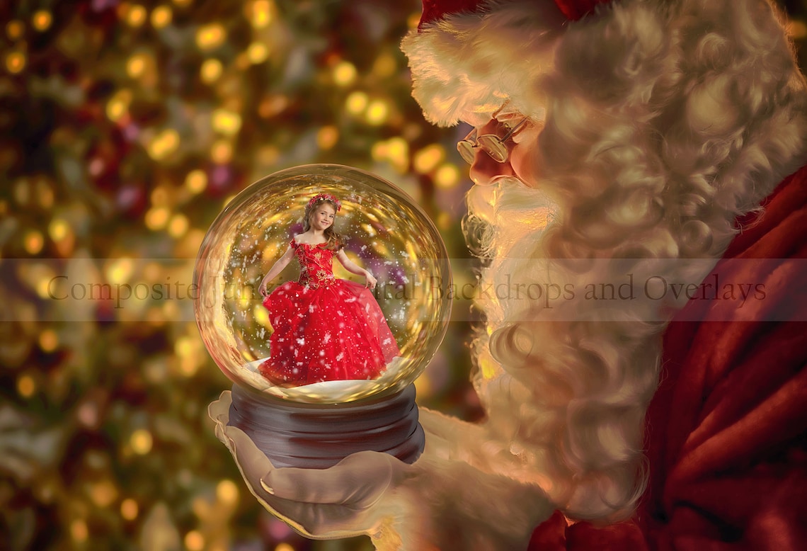 Santa Holding Snow Globe Digital Background Christmas - Etsy