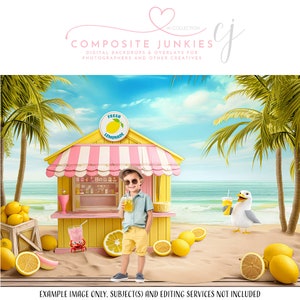 Lemonade Stand Summer Beach Digital Backdrop, Photo Manipulation ...