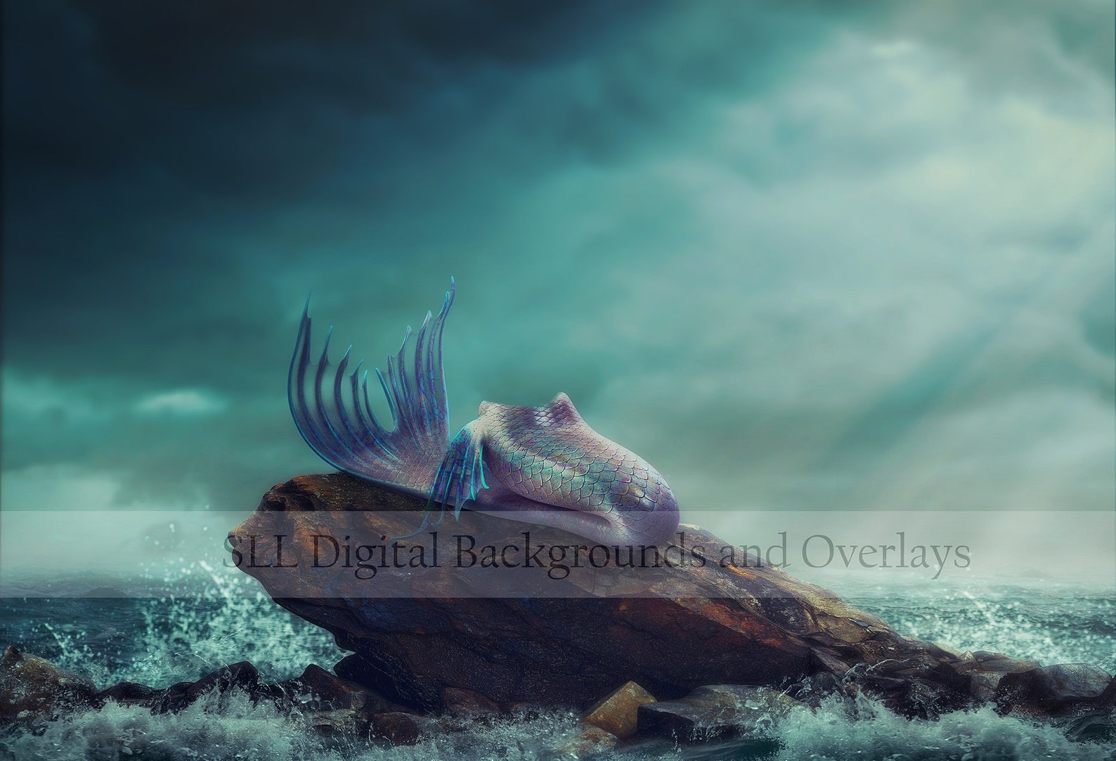 Mermaid Digital Backdrop Background Fantasy Mermaid Tail - Etsy