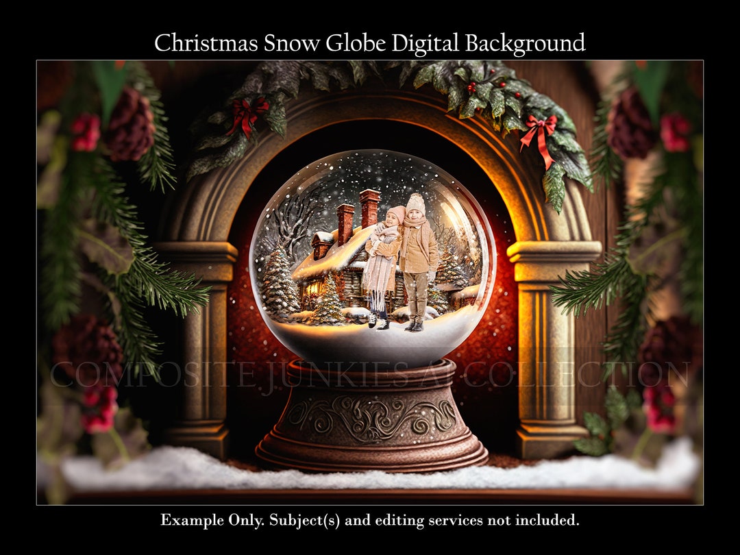 Christmas Snow Globe Digital Background, Holiday Snow Globe Digital ...