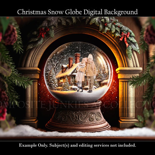 Christmas Snow Globe Digital Backdrop Christmas Backdrop - Etsy