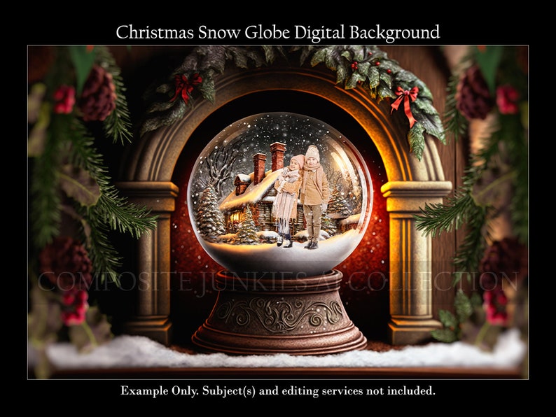 Christmas Snow Globe Digital Background Holiday Snow Globe - Etsy