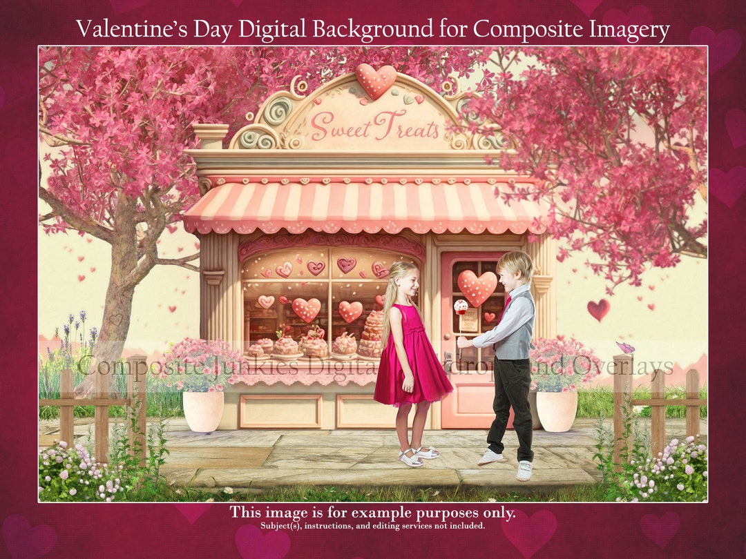 Valentines Day Shop Digital Background, Storefront, Love Digital ...