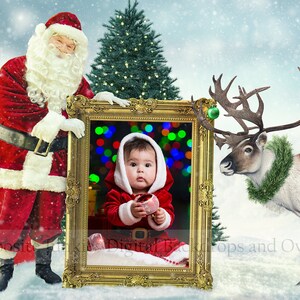 Santa Holding Frame Digital Background | Christmas Digital Background ...