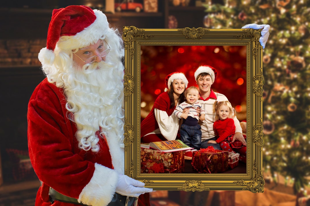 Santa Claus Background | Santa Holding Frame Digital Background ...
