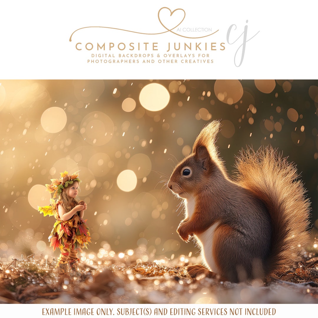 Squirrel Fairy Tale Digital Backdrop for Composite Photography, Autumn ...