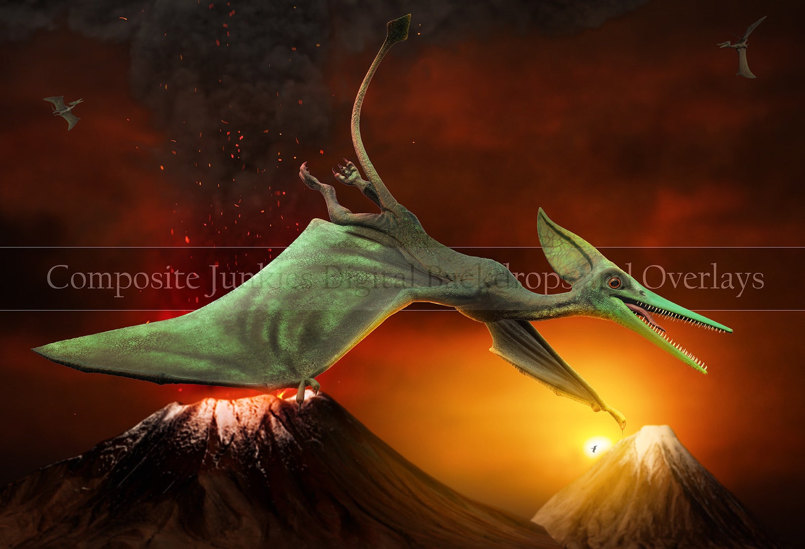 Pterodactyle Flying Digital Backdrop Dinosaur Digital - Etsy