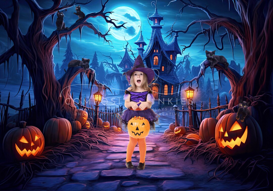 ANIMATED GIF Haunted House Halloween Digital Backdrop for Photoshop CC ...