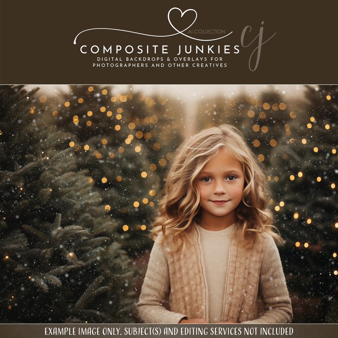 Christmas Tree Farm Bokeh Lights Digital Backdrop for Photo ...