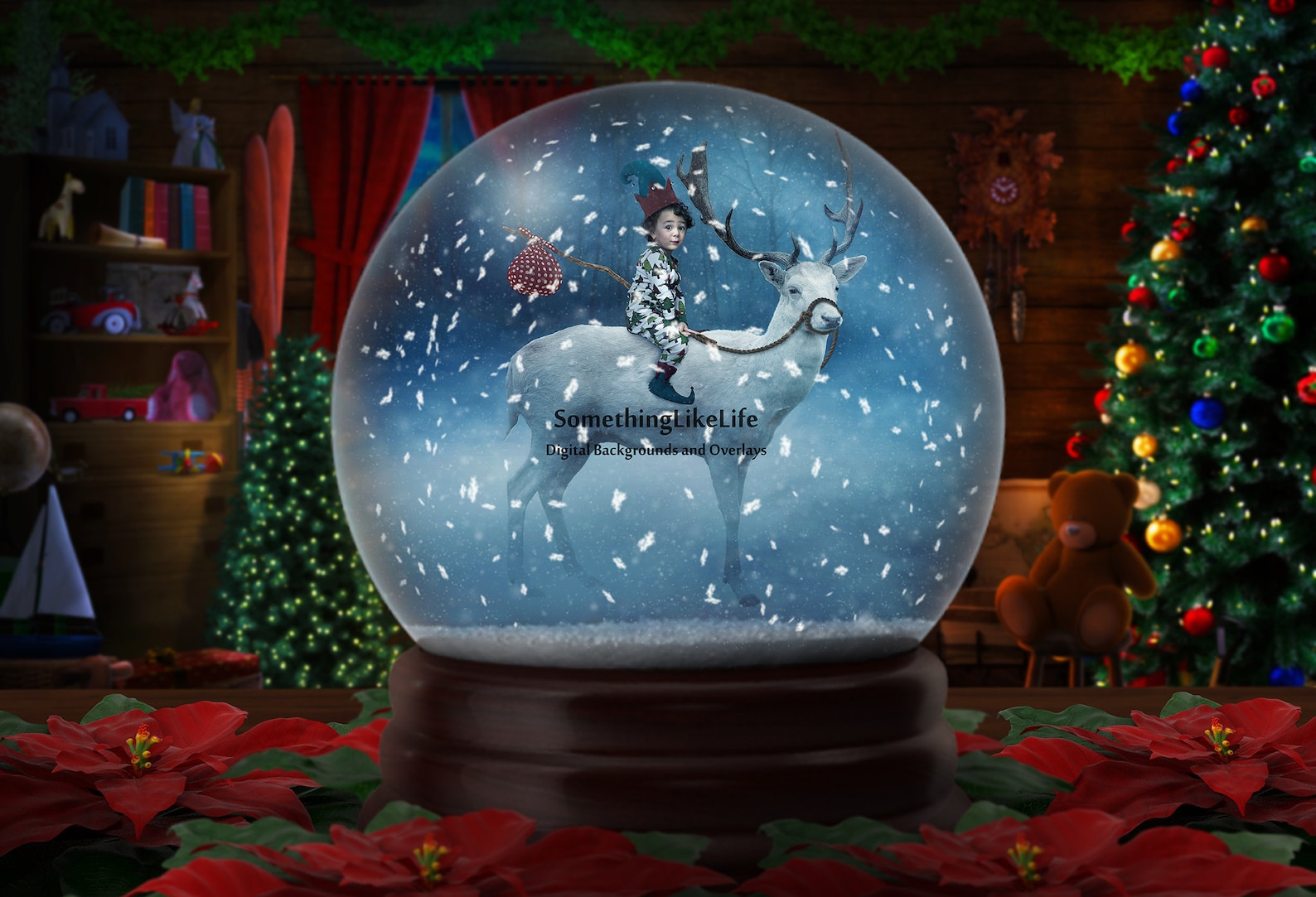 LAYERED PSD Snow Globe Digital Backdrop Christmas Digital | Etsy