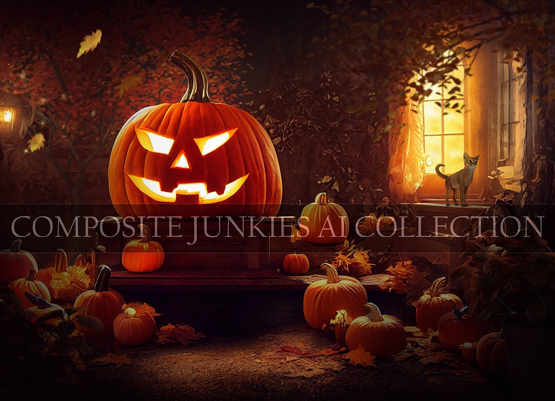 Halloween Digital Background Pumpkin Digital Backdrop - Etsy